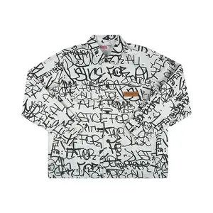 Supreme X Comme Des Garçons Shirt Printed Canvas Chore Coat - White