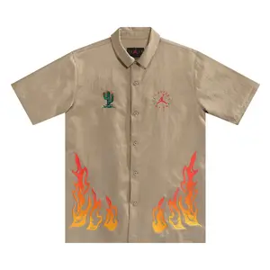 TRAVIS SCOTT X Button Down Shirt 'khaki/university Red - Tan