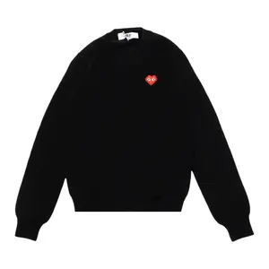 Play Comme Des Garcon Heart V-neck Pullover - Black