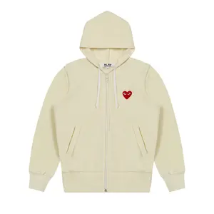 Play Comme Des Garcon Zip Up Hoodie - Cream