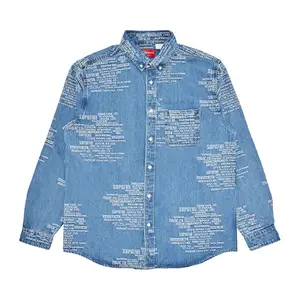 Supreme Trademark Jacquard Denim Shirt 'washed - Blue
