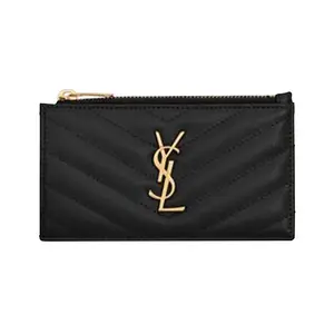 Saint Laurent Cassandre Matelassé Zipped Fragments Card Case