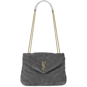 Saint Laurent Small Loulou Quilted Shoulder Bag - Grey