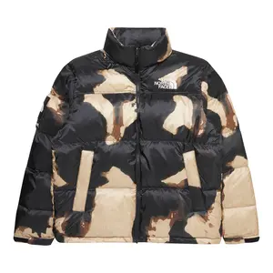 Supreme X The North Face Bleached Denim Print Nuptse Jacket - Black
