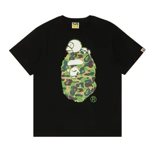 A BATHING APE Abc Camo Milo On Big Ape Tee /green - Black