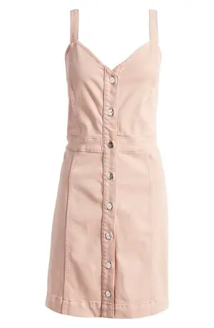 7 For All Mankind Button Front Denim Minidress - Mellow Rose