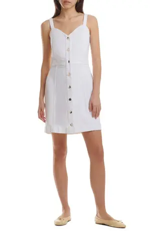 7 For All Mankind Button Front Denim Minidress White