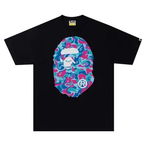 A BATHING APE Marble Camo Big Ape Head Tee - Black