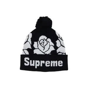 Supreme Rose Patterned Beanie - Black