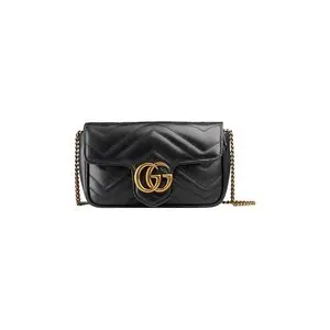 Gucci Gg Marmont Matelassé Super Mini Bag - Black