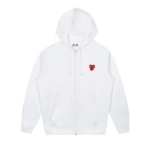 Play Comme Des Garcon Zip Hoodie - White