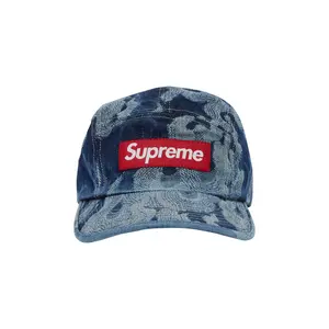 Supreme Flames Jacquard Denim Camp Cap - Blue