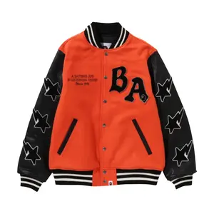 A BATHING APE Relaxed Fit Varsity Jacket - Orange