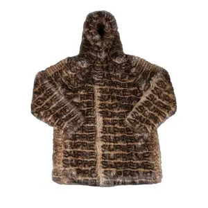 Supreme Faux Fur Hooded Coat - Brown