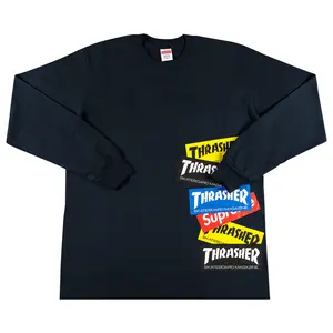 Supreme X Thrasher Multi Logo Long-sleeve Tee 'navy - Blue