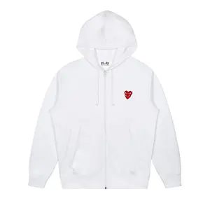 Play Comme Des Garcon Stacked Heart Hooded Sweatshirt - White