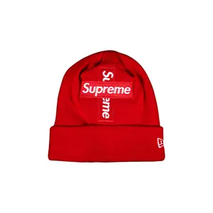 Supreme X New Era Cross Box Logo Beanie - Red