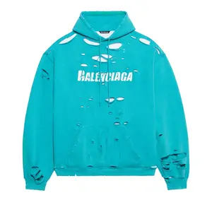 Balenciaga Destroyed Hoodie - Blue