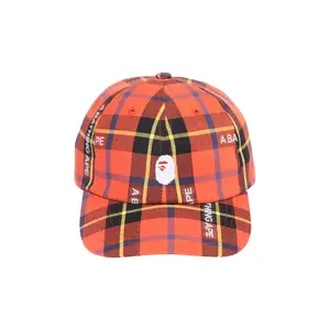 A BATHING APE Check Panel Cap - Red