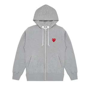 Play Comme Des Garcon Multi Heart Zip Up Hoodie - Grey