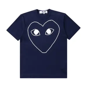 Play Comme Des Garcon Outline Heart T-shirt 'navy - Blue
