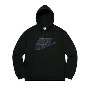 Supreme X Nike Leather Appliqué Hooded Sweatshirt - Black
