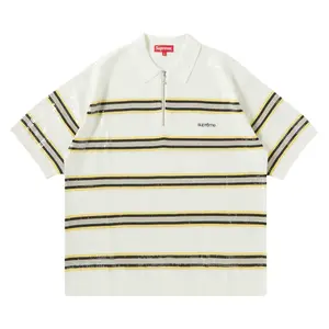 Supreme Sequin Stripe Zip Polo - White