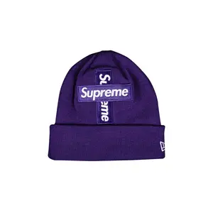 Supreme X New Era Cross Box Logo Beanie - Purple