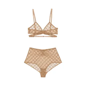 Gucci Gg Star Tulle Lingerie Set 'beige