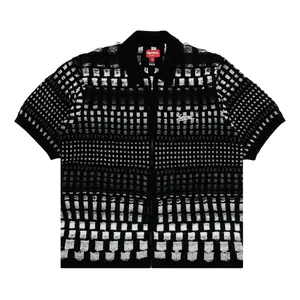 Supreme Gradient Grid Zip Up Polo - Black