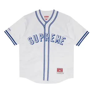 Supreme X Mitchell & Ness Satin Baseball Jersey - White