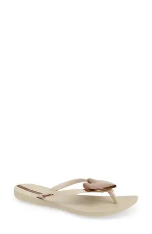 Ipanema Wave Heart Flip Flop - Beige/bron