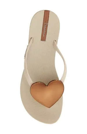 Ipanema Wave Heart Flip Flop - Beige/bron