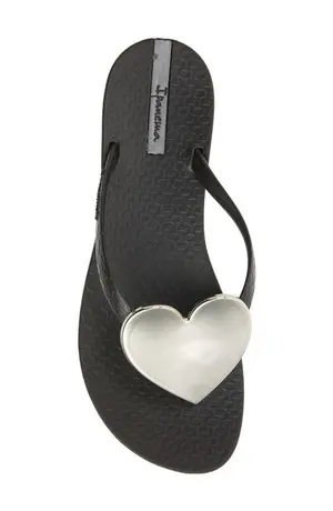 Ipanema Wave Heart Flip Flop - Black