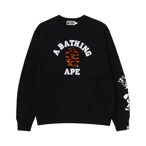 A BATHING APE Tiger Camo College Relaxed Fit Crewneck - Black