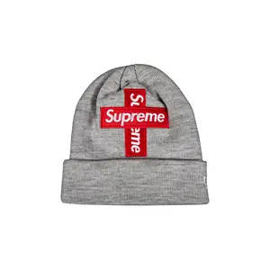 Supreme X New Era Cross Box Logo Beanie - Grey