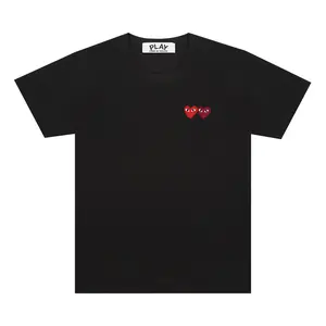 Play Comme Des Garcon Double Heart T-shirt - Black