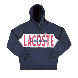Supreme X Lacoste Logo Panel Hooded Sweatshirt - Blue