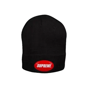 Supreme Rubber Patch Beanie - Black