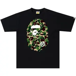 A BATHING APE Abc Camo Big Ape Head Tee /green - Black