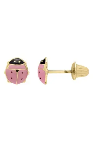 MIGNONETTE 14k Ladybug Stud Earrings - Gold