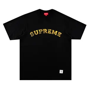 Supreme Plaid Appliqué Short-sleeve Top - Black
