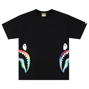 A BATHING APE Rainbow Side Shark Tee - Black
