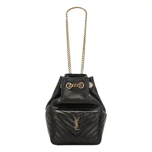 Saint Laurent Joe Chevron Bucket Bag - Black