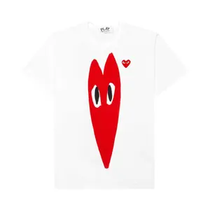 Play Comme Des Garcon Red Emblem Long Heart T-shirt - White