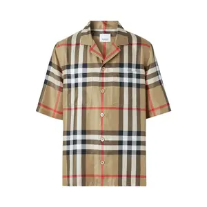Burberry Short-sleeve Check Silk Shirt 'archive Beige - Brown