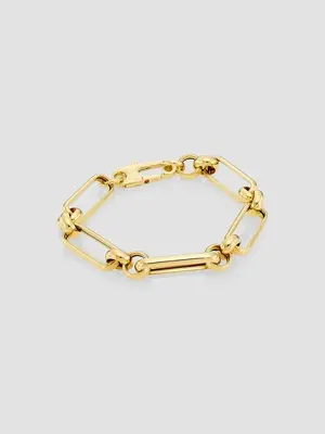 Roberto Coin 18k Mixed Paper Clip Chain Bracelet/7 - Gold