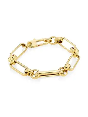 Roberto Coin 18k Mixed Paper Clip Chain Bracelet/7 - Gold