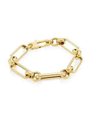 Roberto Coin 18k Mixed Paper Clip Chain Bracelet/7 - Gold