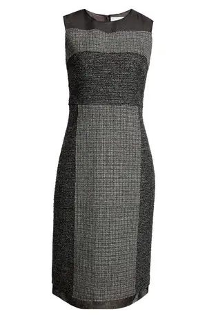 St. John Micropattern Mixed Tweed Sheath Dress
